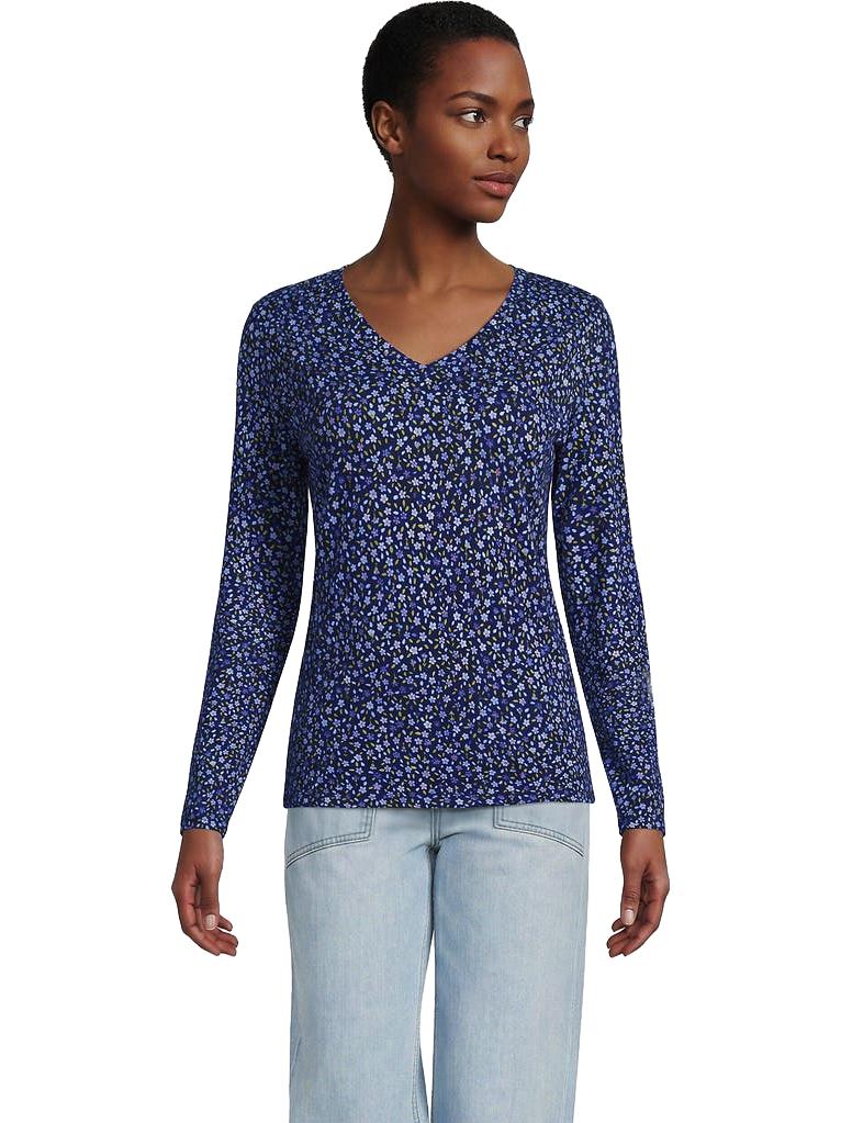 LANDS' END Lands' End Tall Supima Cotton Long Sleeve V-Neck T-Shirt